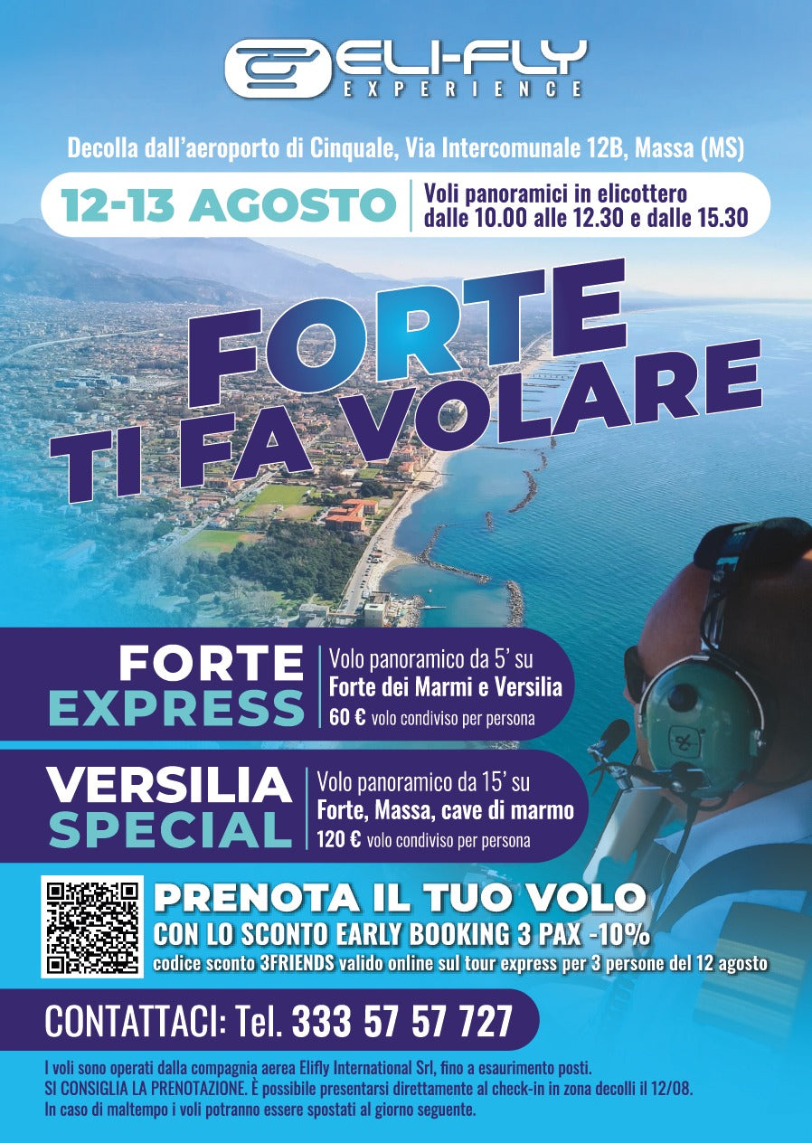 Voli in elicottero FORTE DEI MARMI TI FA VOLARE Summer 2023 – ELIFLY EXPERIENCE